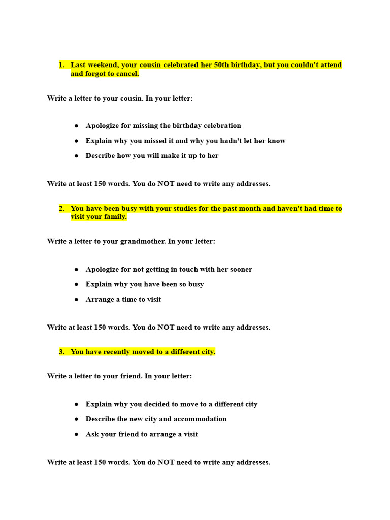 Letter Writing for Personal Situations | PDF