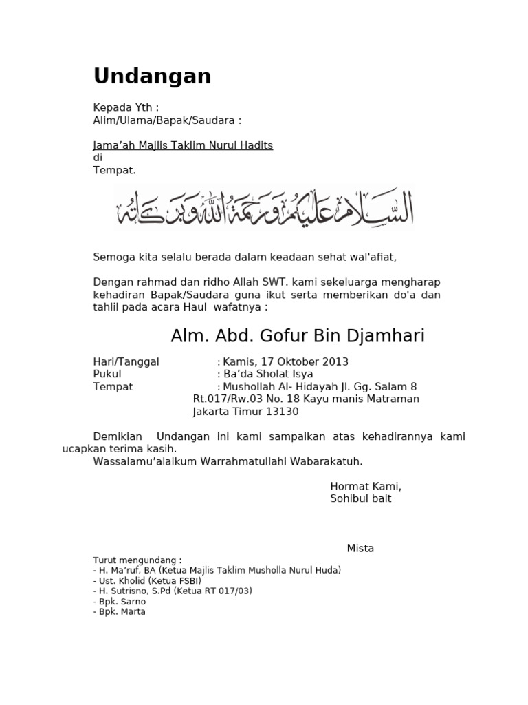 Undangan Acara Haul | PDF | Gaya Hidup