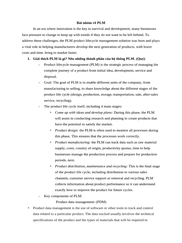 Group 11 - PLM | PDF | Product Lifecycle | Project Management