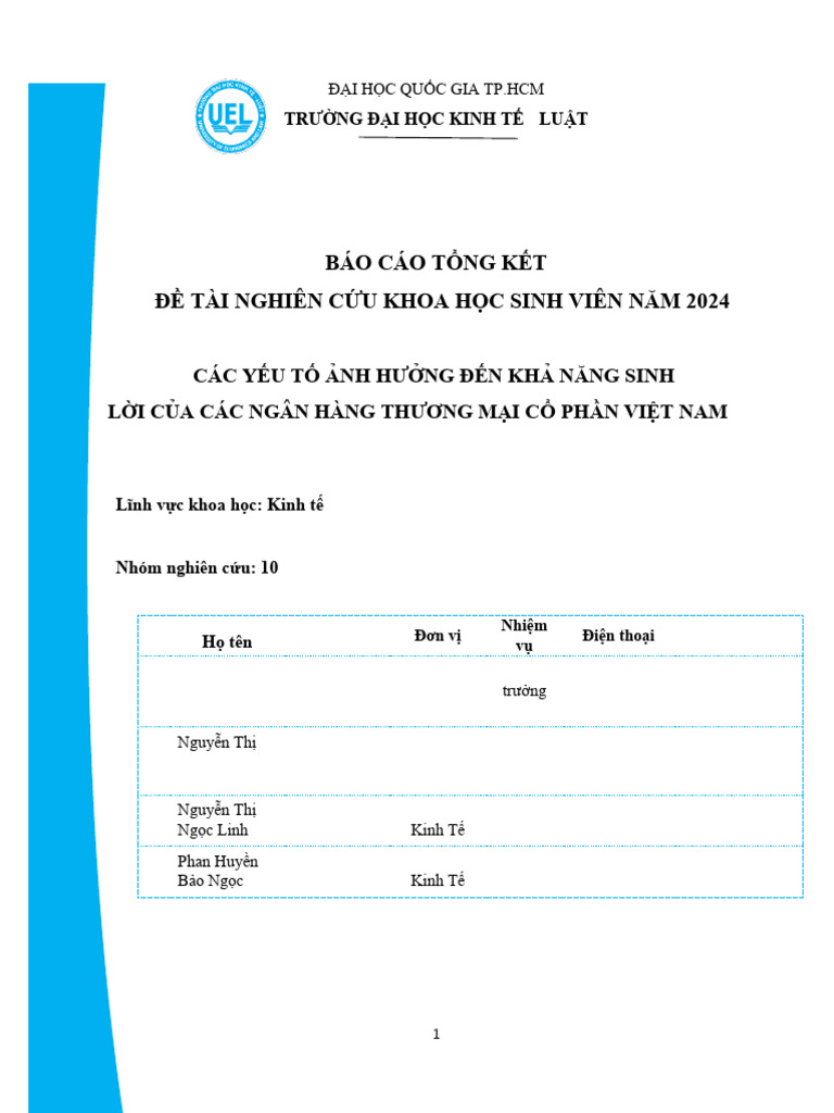 Nhóm 10. Đề tài NCKH SV | PDF