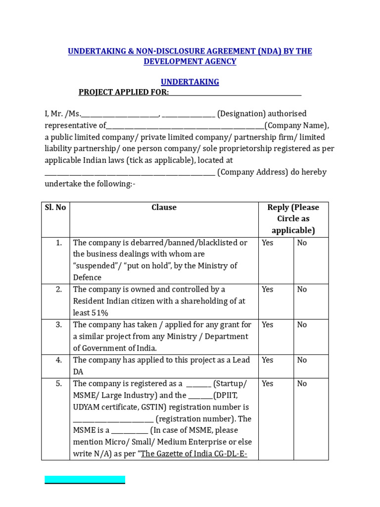 NDA for Development Agencies | PDF | Non Disclosure Agreement | Civil ...
