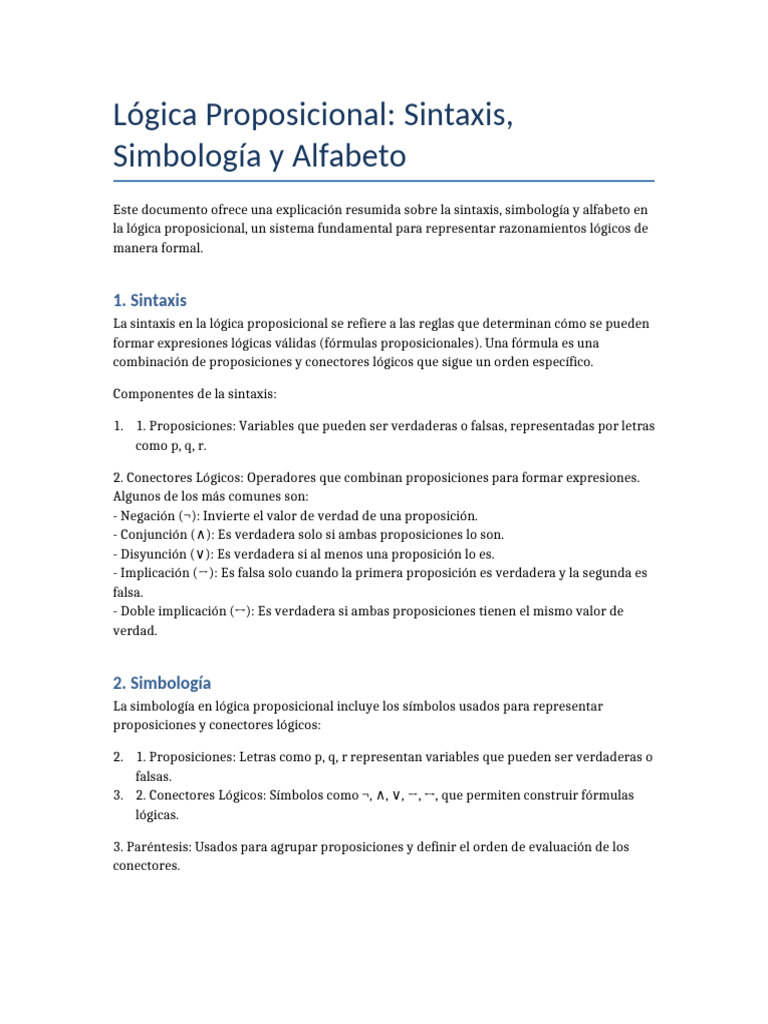 Logica Proposicional Sintaxis Simbologia Alfabeto | PDF | Métodos y ...