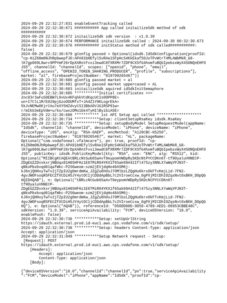 SDK Initialization and Setup Log | PDF | Ios | Computing