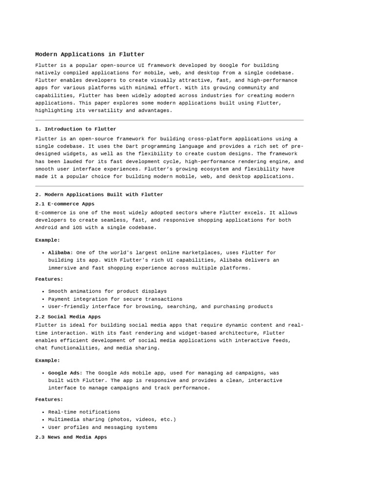 Modern Applications in Flutter | PDF | Mobile App | Cross Platform Software