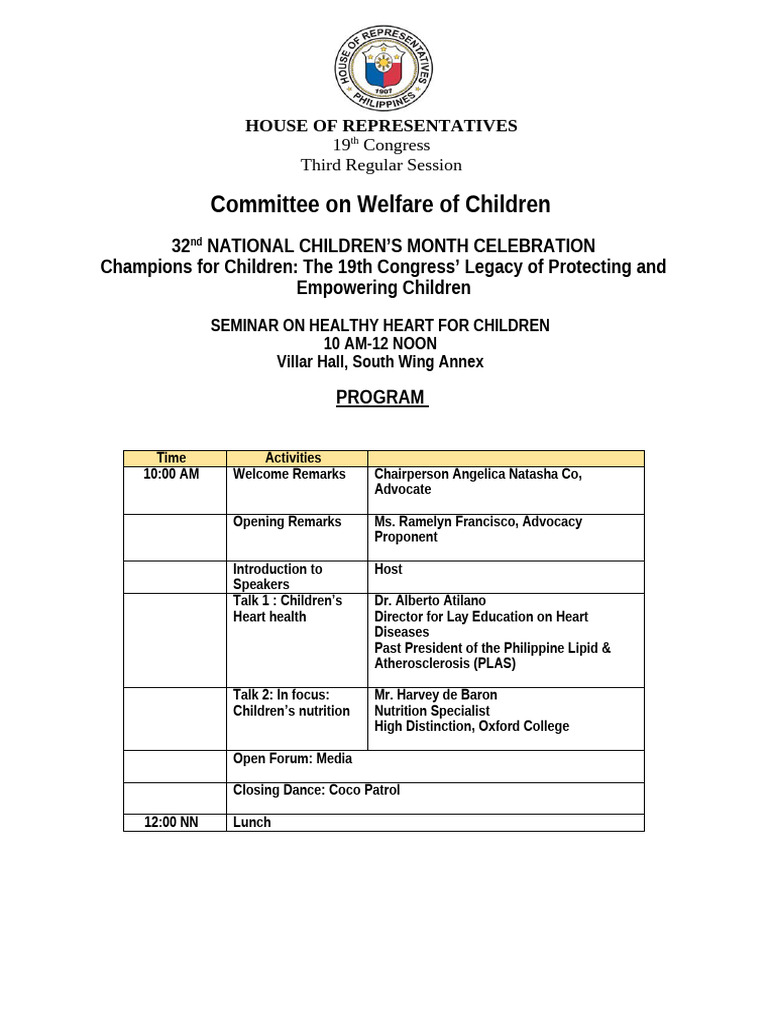 2024.11.19 COCO Advocacy (Cttee On Welfare of Children) | PDF