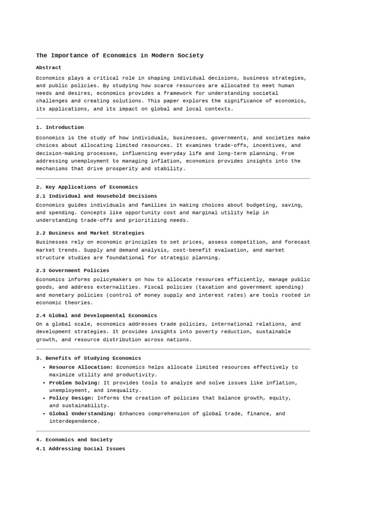 Significance of Economics Today | PDF | Economics | Policy
