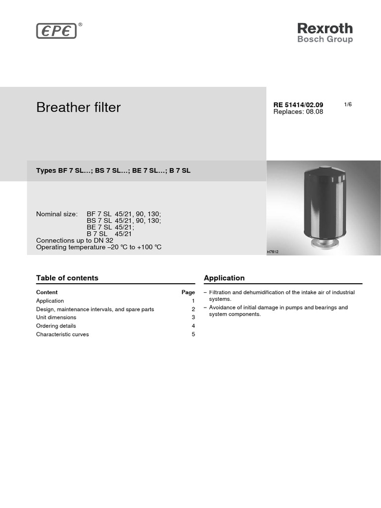 Breather Filter: Replaces: 08.08 | PDF | Mechanical Engineering