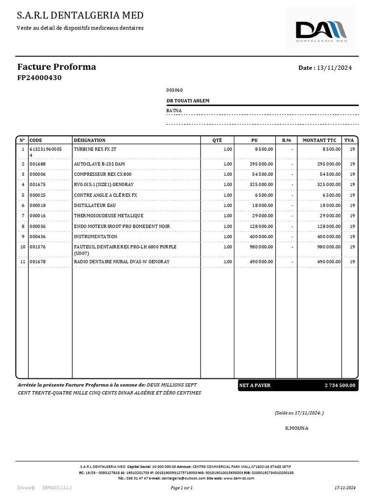 Proforma DR Touati-1 | PDF