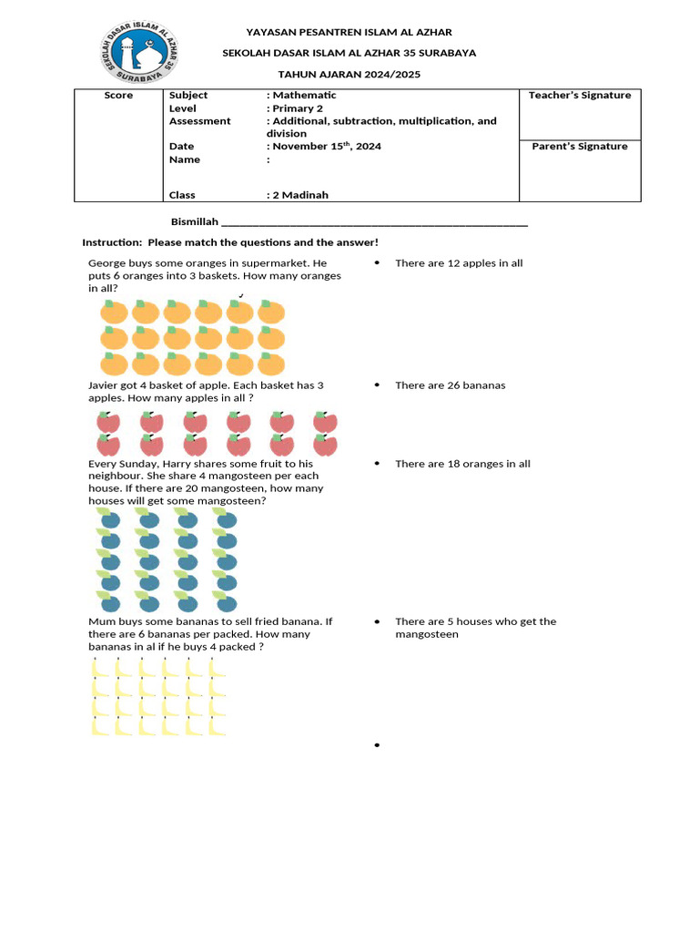 Assessment Primary 2 | PDF