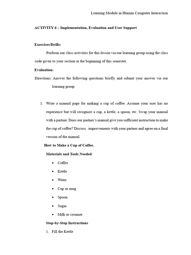 Human Computer Interaction Lesson 6 | PDF | Teaspoon | Coffee