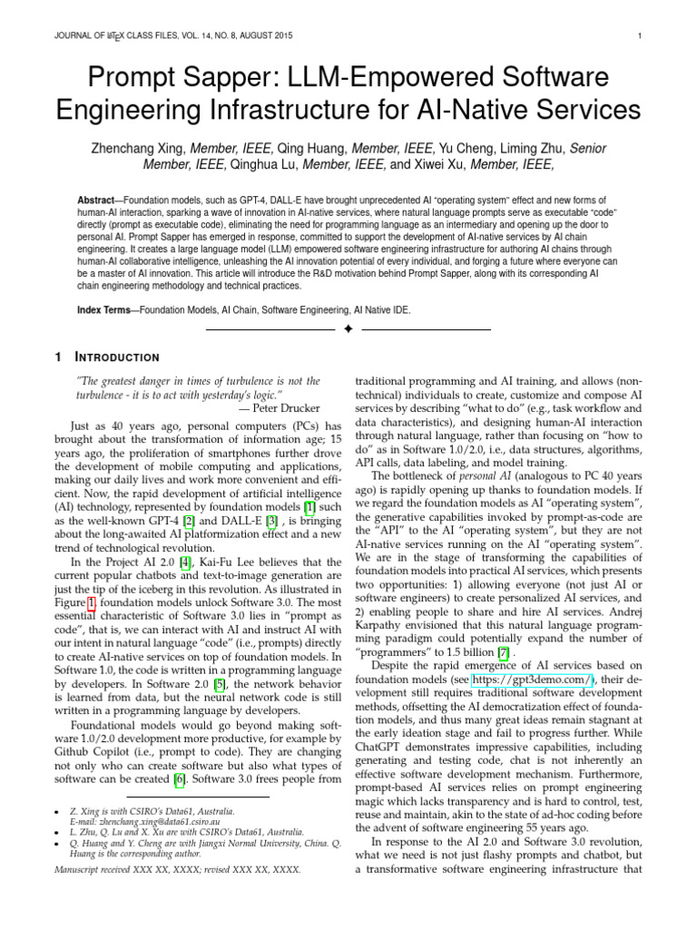 Prompt Sapper LLM-Empowered Software Engineering | PDF | Artificial Intelligence | Intelligence ...