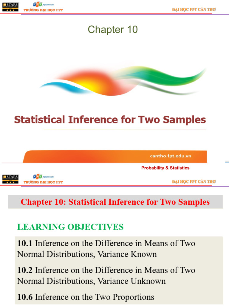Chapter 10-Statistical Inference For Two Samples | PDF | Statistics | P ...