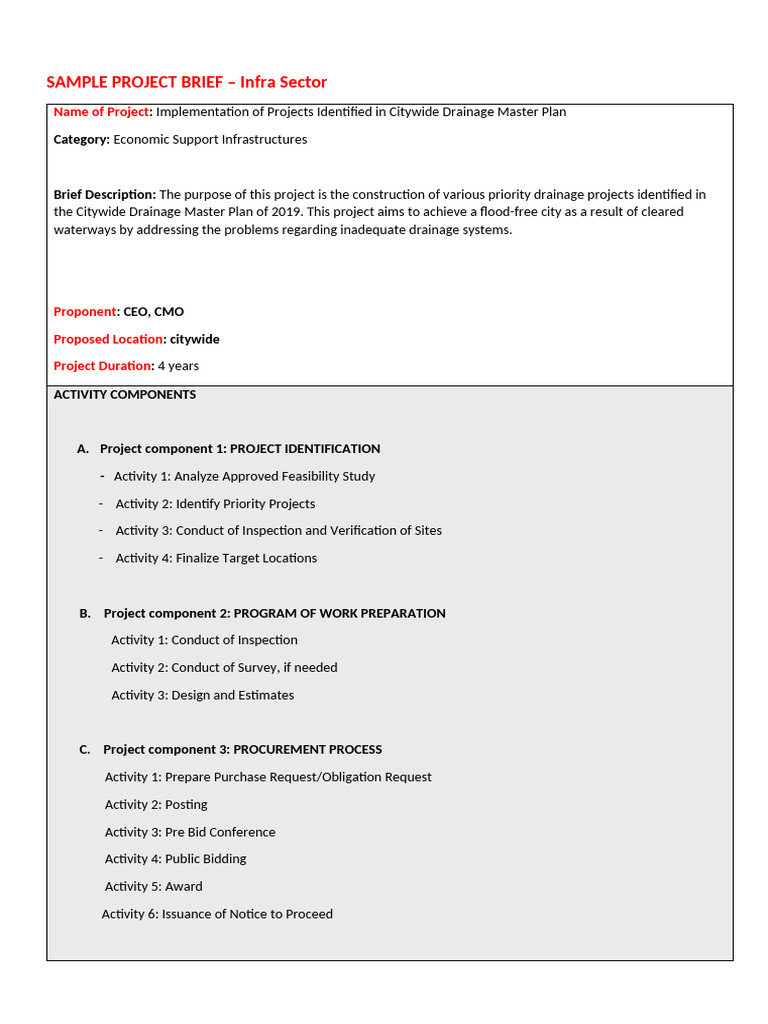 Sample Project Brief | PDF | Flood | Economies
