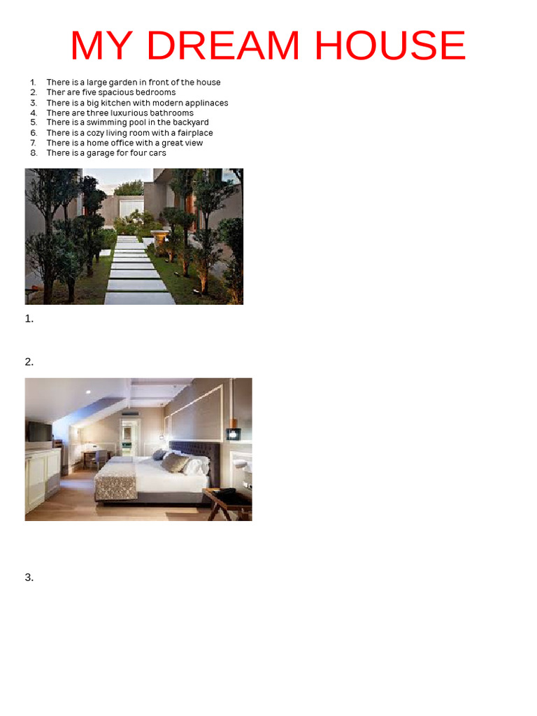 Features of My Dream House | PDF | Cooking, Food & Wine