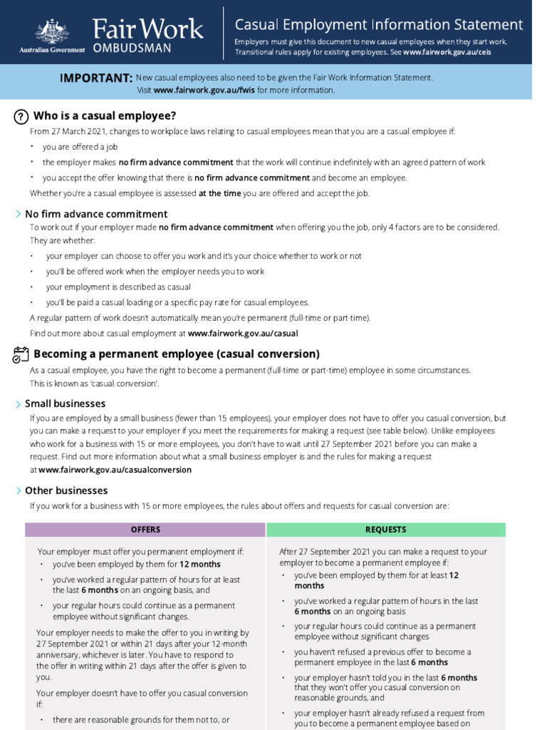 Casual Employment Information Statement | PDF