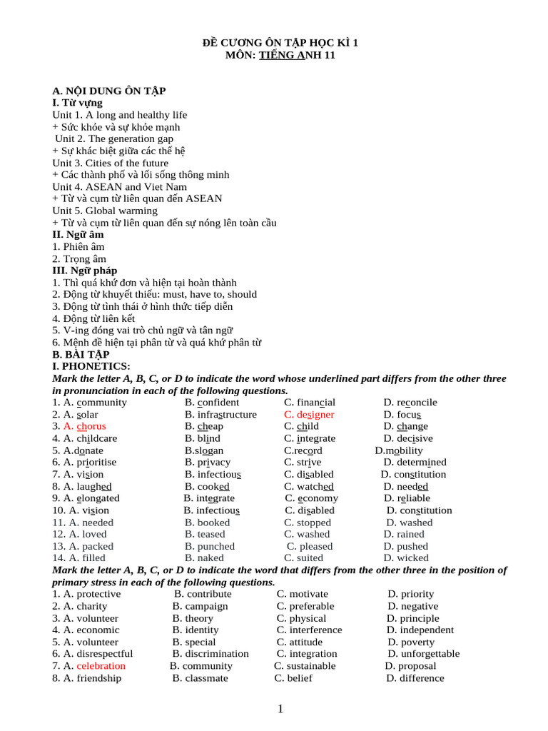 ĐỀ CƯƠNG ÔN THI HKI.11 | PDF | Nature | Natural Environment