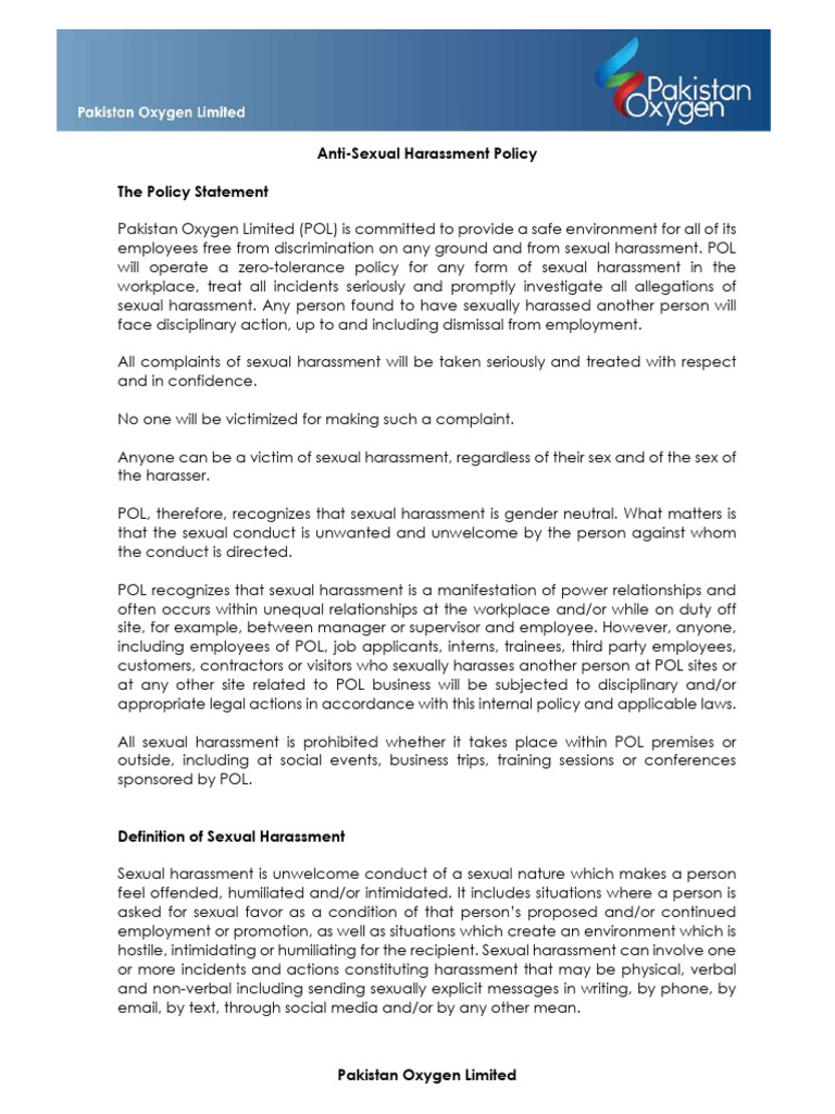 Anti-Sexual Harassment Policy | PDF | Sexual Harassment | Harassment
