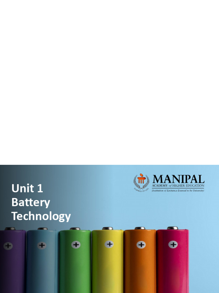 Unit 1-Battery Technology | PDF | Lithium Ion Battery | Rechargeable ...