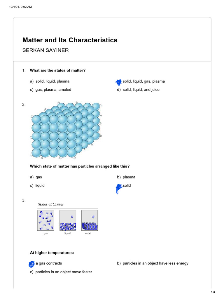 2-Matter and Its Characteristics-1 | PDF | Gases | Liquids