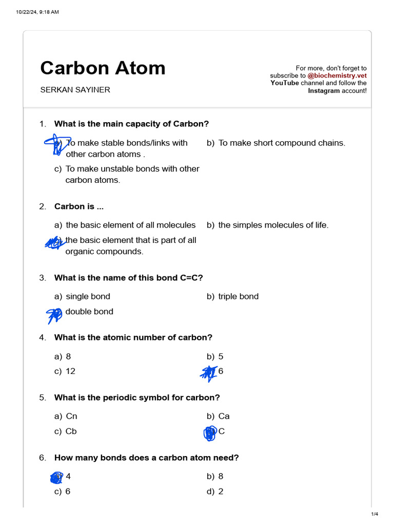 Carbon Atom | PDF | Carbon | Chemical Bond