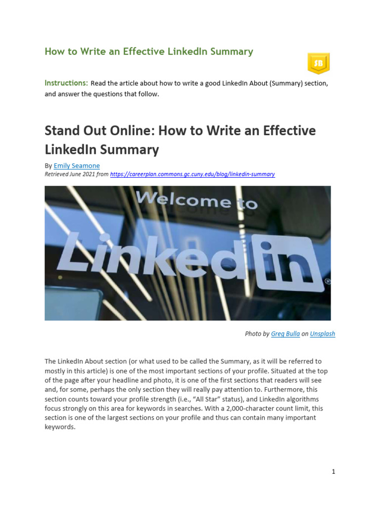 Effective LinkedIn Summary | PDF | Linked In | Experience