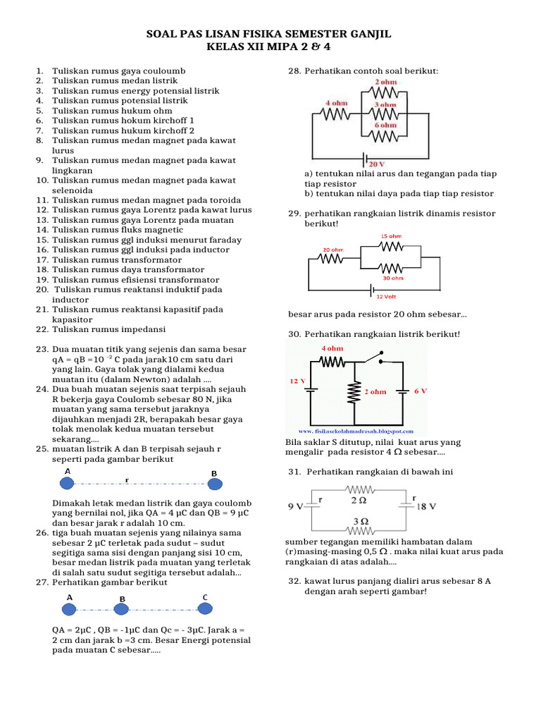 Soal Fisika Kelas XII MIPA | PDF | Sains & Matematika