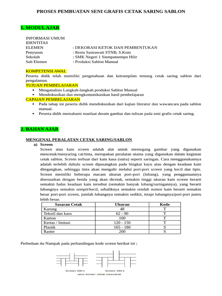 Proses Pembuatan Seni Grafis Cetak Saring Sablon | PDF