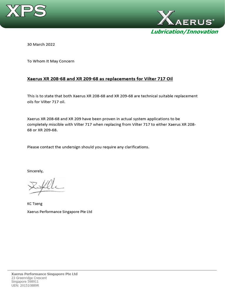 XPS Letter On XR 209-68 - Vilter 717 | PDF | Technology & Engineering