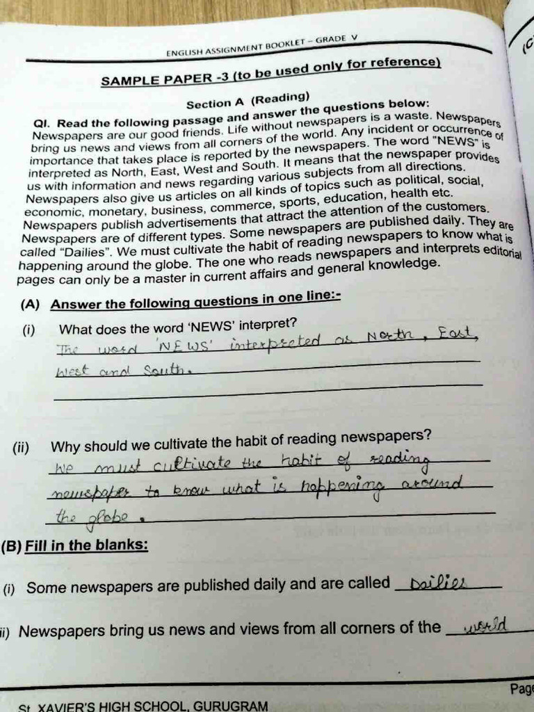 Sample Paper Answer Key | PDF