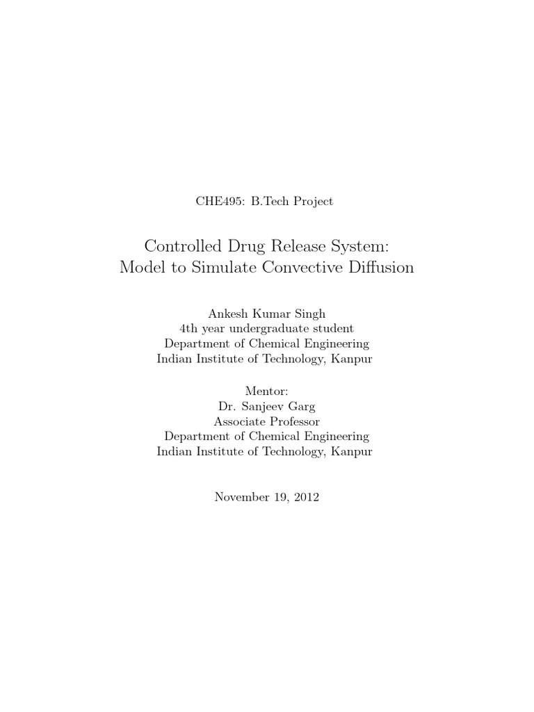 Controlled Drug Release Simulation Model | PDF | Computational Fluid ...