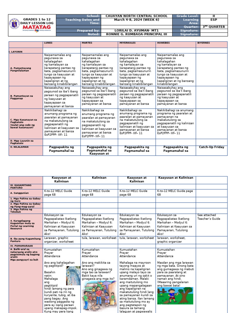 Q3 Week6 DLL Esp 2 | PDF