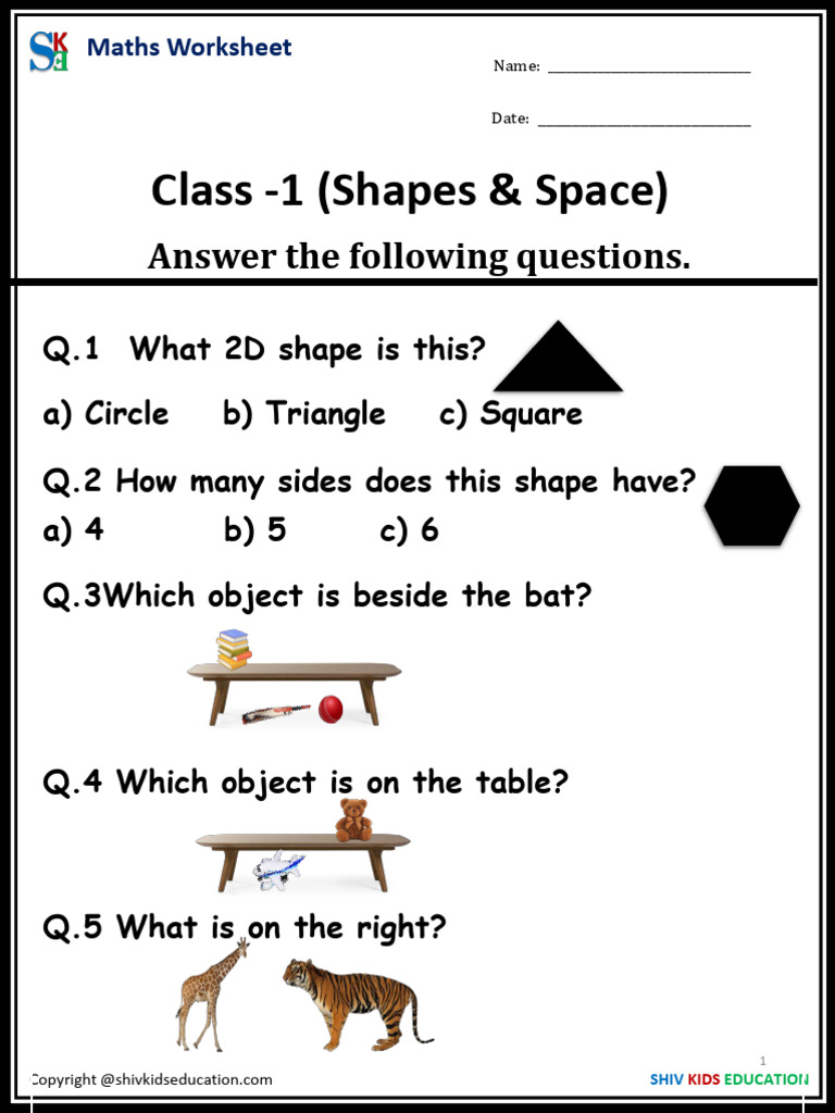 NCERT Class 1 Maths Chapter 1 Worksheet | PDF | Shape | Elementary Mathematics