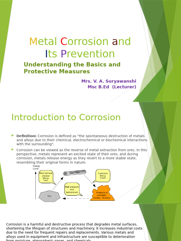 PPT-Metal Corrosion and Its Prevention | PDF | Corrosion | Anode