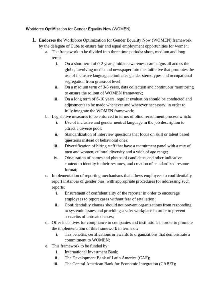 Gender Equality Workforce Optimization Plan | PDF | Recruitment ...