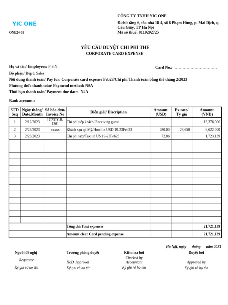ONE24-05 - Corp. Card Expense | PDF