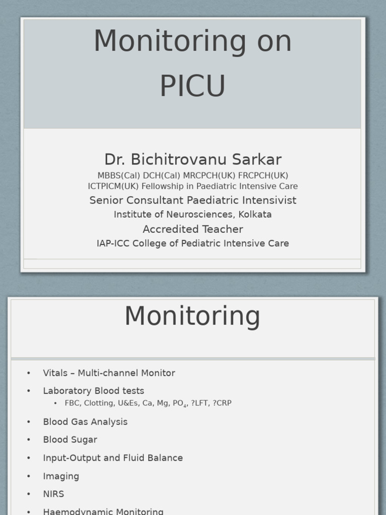 Monitoring in PICU Comprehensive | PDF | Blood Pressure | Hemoglobin