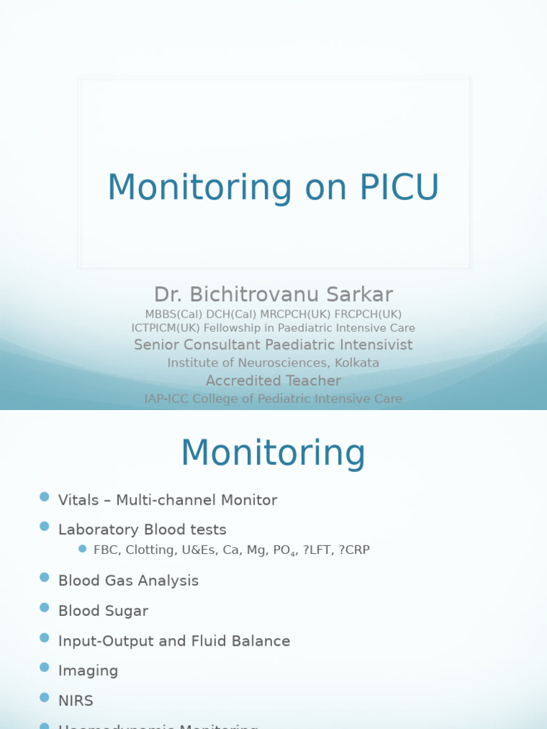 Monitoring On PICU 1 - Respiratory Monitoring | PDF | Hemoglobin | Respiration