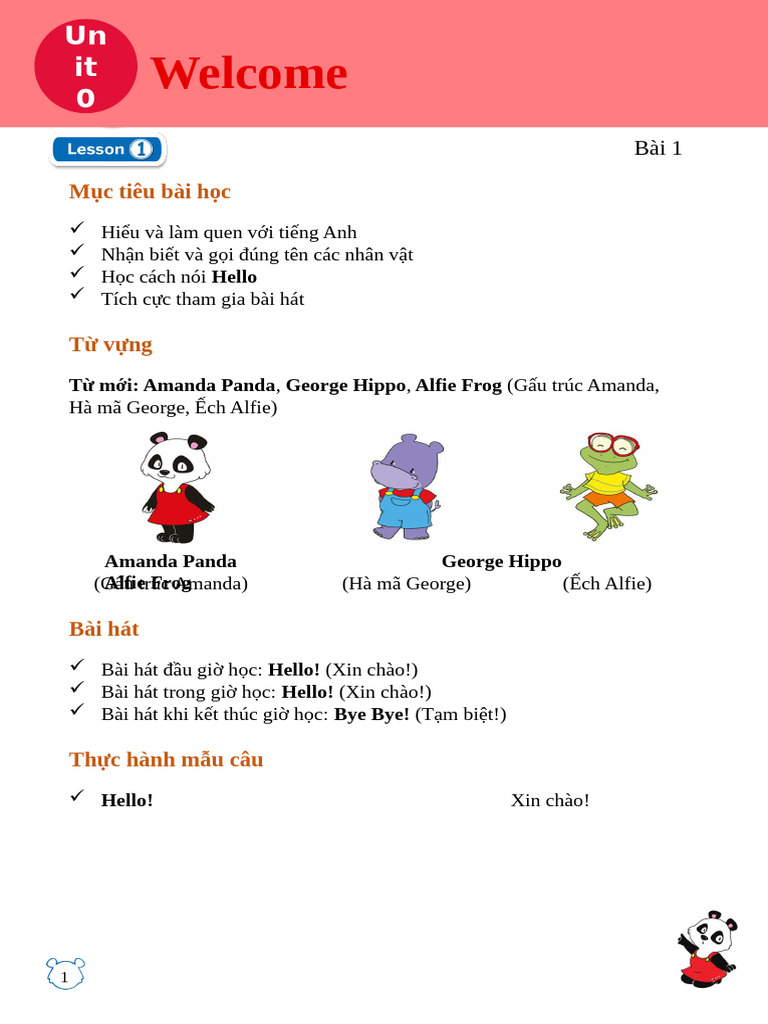 Lv1 - Welcome Unit | PDF