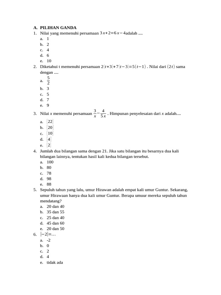 Soal Pas Kelas X MTK Wajib | PDF