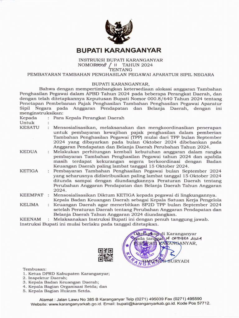 Surat Instruksi Bupati | PDF