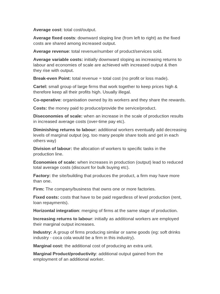 3b. Microeconomic Decision Makers - The Firm | PDF | Average Cost ...