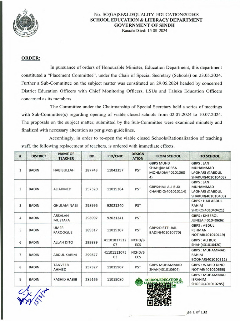 Placement Order 15-08-2024 | PDF