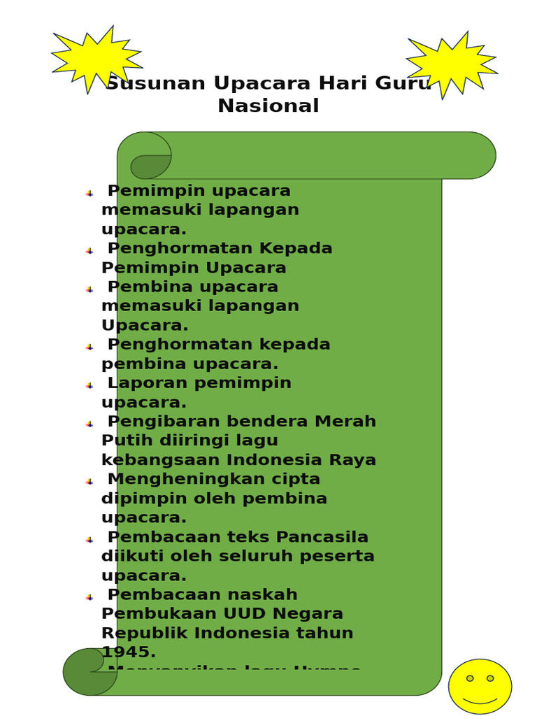 Susunan Upacara Hari Guru Nasional | PDF | Seni