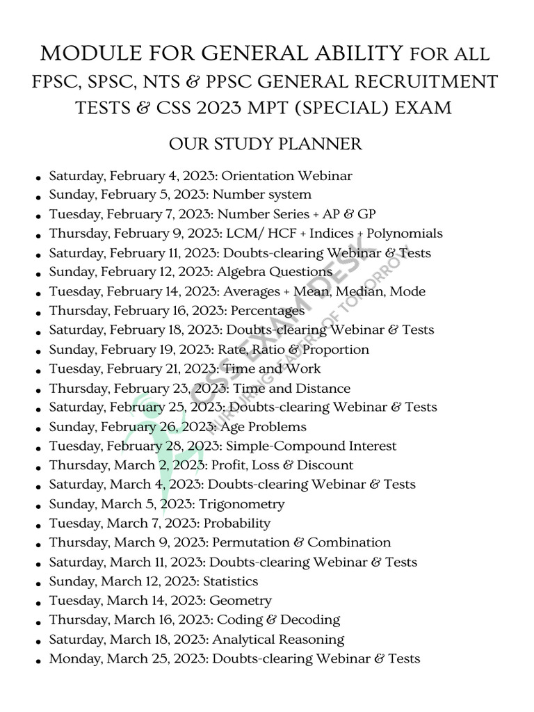 General Ability Module - Planner. | PDF