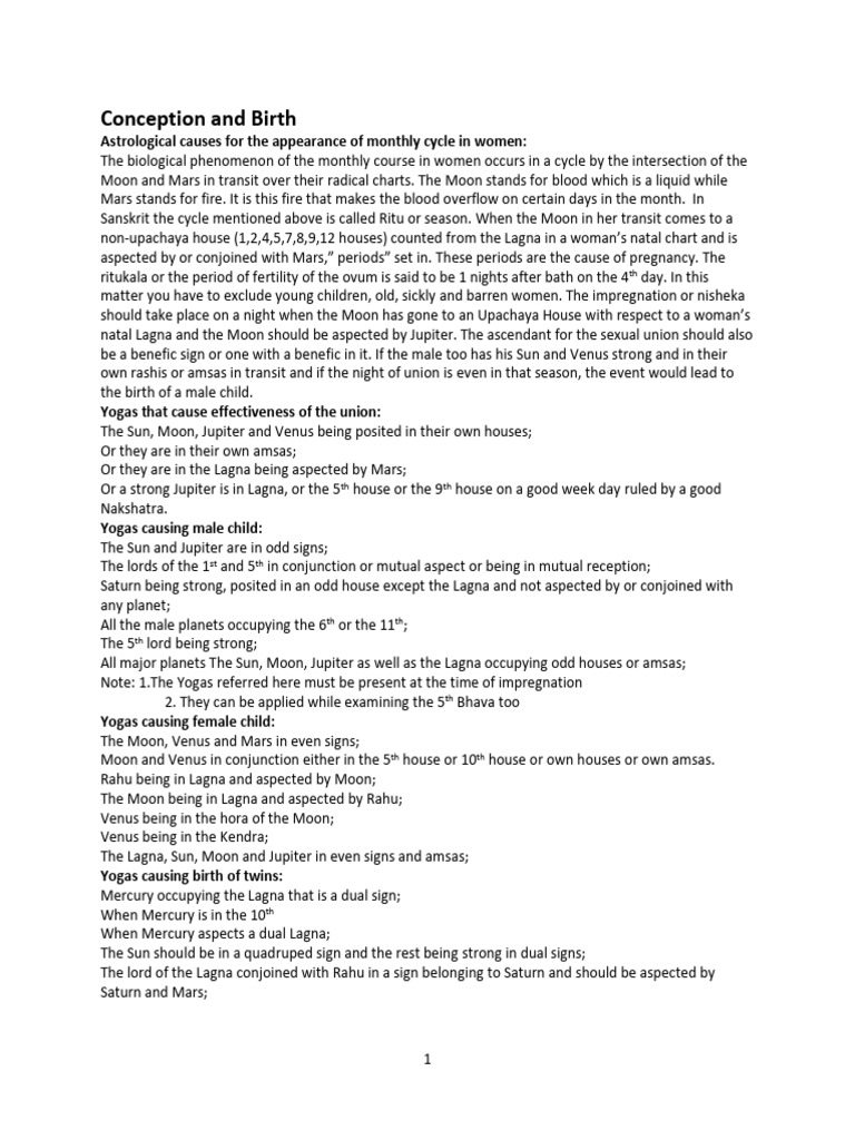 Conception and Birth | PDF | Planets In Astrology | Divination