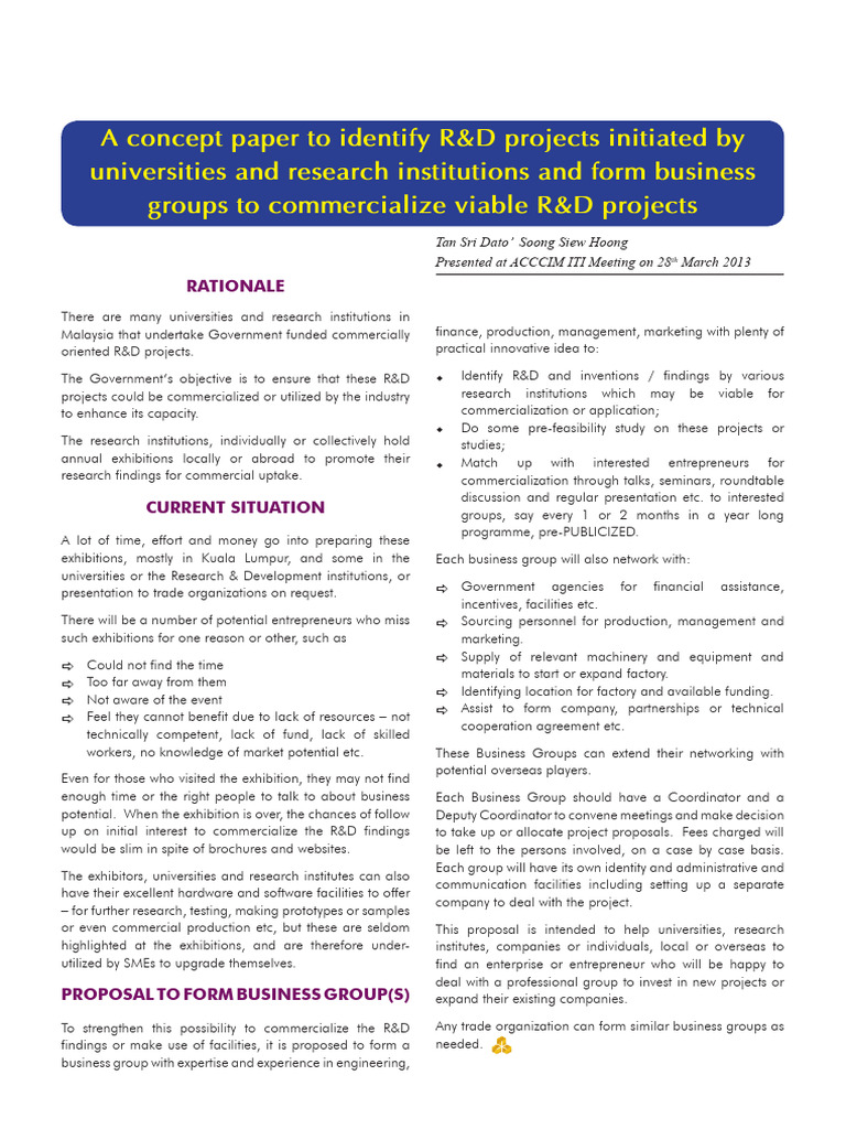 06 A Concept Paper To Identify RD Projects Initiated by Universities ...