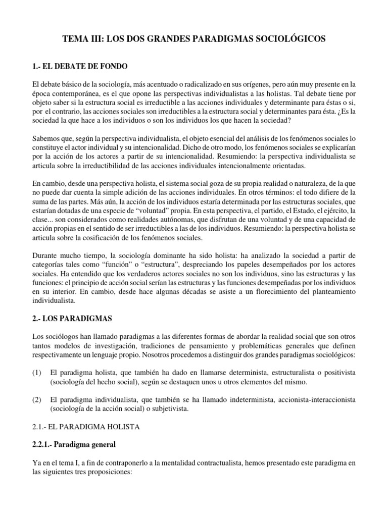 Los Dos Grandes Paradigmas Sociológicos | PDF | Sociología | Emile Durkheim