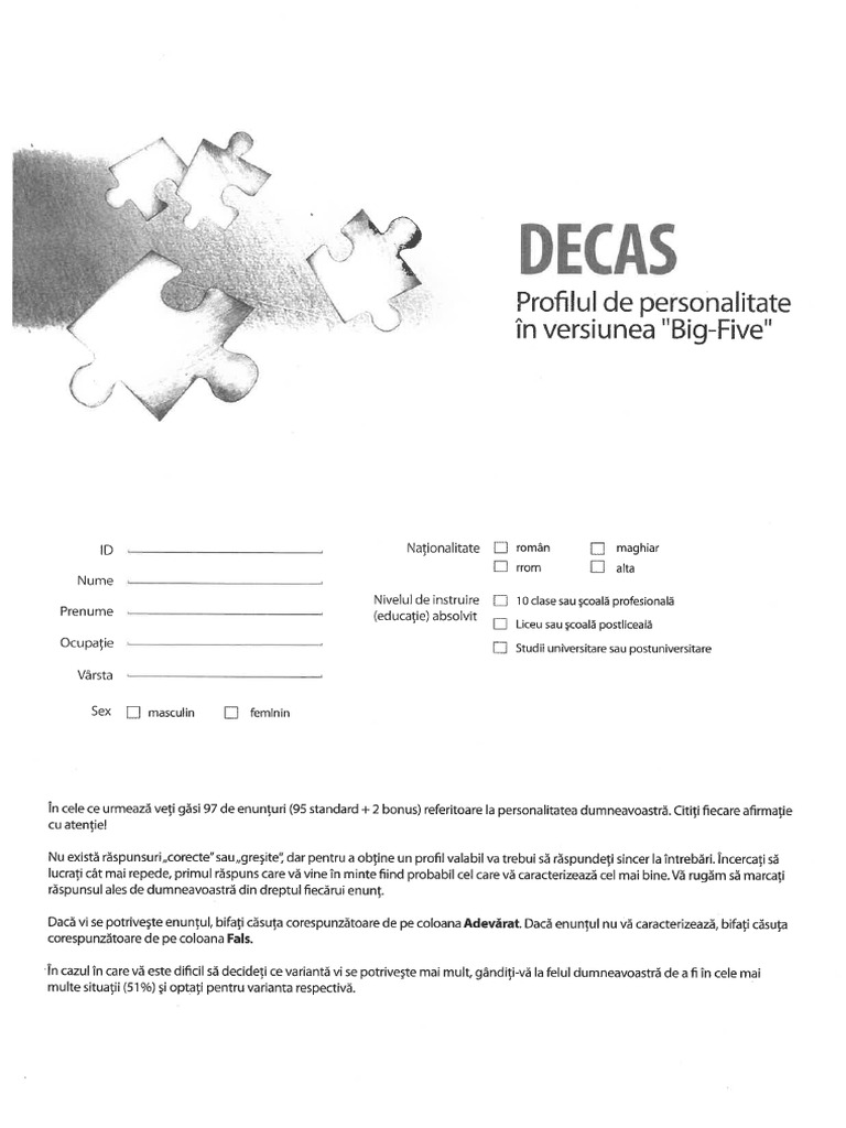 DECAS Test | PDF