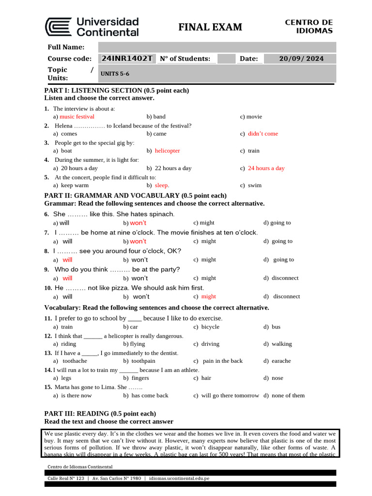 3.6. Final Exam. | PDF