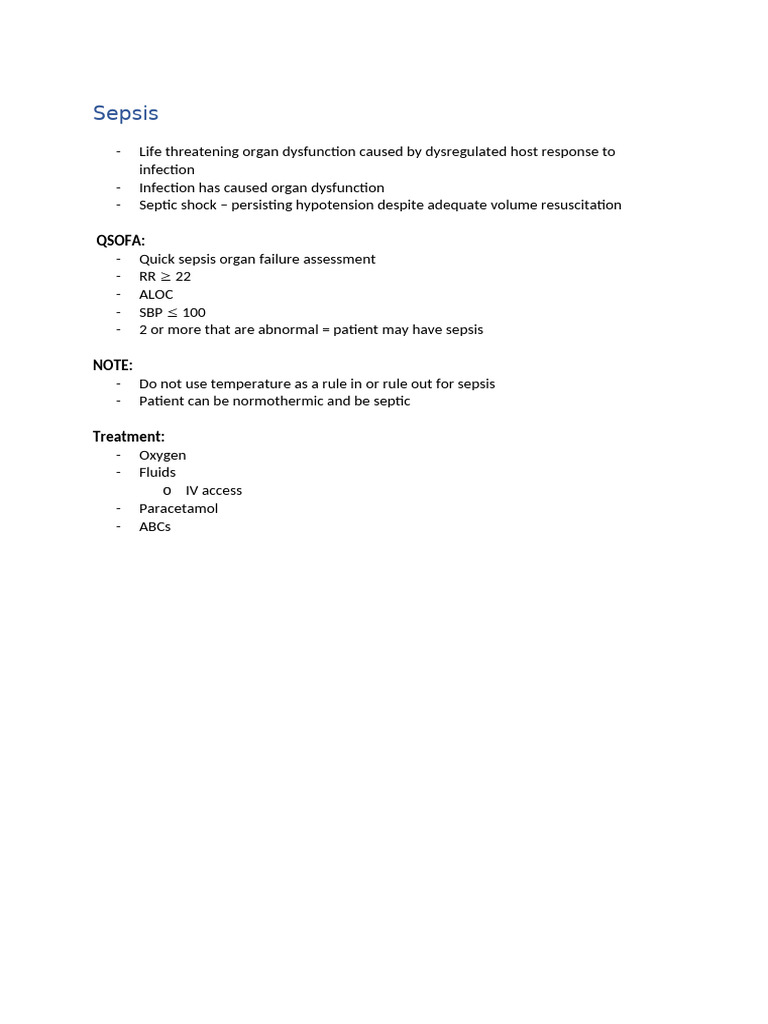 Sepsis: Quick Assessment & Treatment | PDF